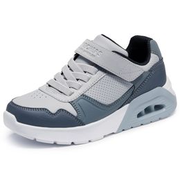 Sneaker Skechers "UNO LITE 2.0-PILLAR DUO", M&auml;dchen, Gr. 34, hellgrau, Lederimitat, kontrastfarbene Details, Schuhe Sneaker, Schn&uuml;rschuh mit Air-Cooled, Gr&ouml;&szlig;enschablone zum Download