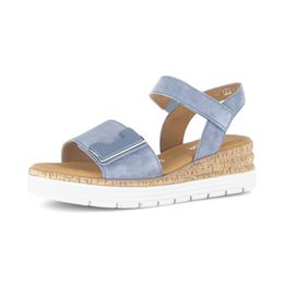 Keilsandalette Gabor "GENUA", Damen, Gr. 37, jeansblau, Ziegenveloursleder, unifarben, Schuhe Keilsandalette, Riemchensandale, Komfortschuh, Schmuckelement, G-Weite