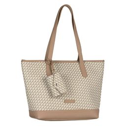 Shopper Tom Tailor "Xenia", Damen, Gr. B/H/T: 43cm x 29cm x 14cm, printed taupe, Polyurethan, gepflegt, mehrfarbig, Taschen Shopper, mit raffiniert geometrischen "T" Print des Logos auf dem Taschenk&ouml;rper