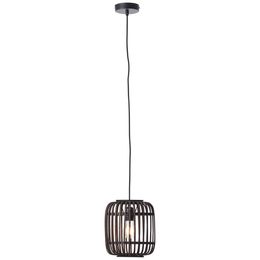 Brilliant Pendelleuchte "Woodrow", schwarz (holz dunkel, schwarz), 1, &Oslash; 21cm H: 130cm, 1 Stk., Leuchten, Bambus Lampe im Boho Stil, 130 x 21 cm, E27, Pendelleuchte