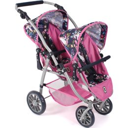 Bayer Chic 2000 Puppen-Zwillingsbuggy CHIC2000 "Vario, Einhorn", blau (einhorn), Puppenwagen, KinderB:71cm H:79cm T:71cm, Kunststoff, Metall, Stoff, Puppen-Zwillingsbuggy, B:71cm H:79cm T:71cm