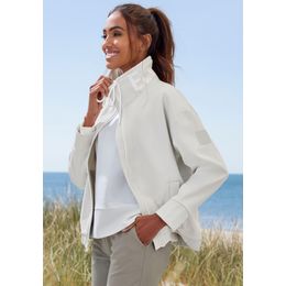 Softshelljacke ELBSAND, Damen, Gr. XXL/44, nebelwei&szlig;, Web, Obermaterial: 85% Polyester, 15% Elasthan. Futter: 100% Polyester, h&uuml;ftlang, Jacken Softshelljacke, mit hohem, verstellbaren Kragen