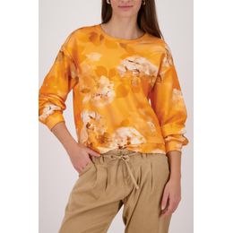 Sweatshirt monari "Blume allover", Damen, Gr. 44, aperitif gem, Web, Obermaterial: 80% Baumwolle, 20% Polyester, gebl&uuml;mt, gemustert, regular fit taillenbedeckt, Rundhals, eingesetzt angesetztes B&uuml;ndchen, Sweatshirts Sweatshirt, Regular fit mit Blumenmuster