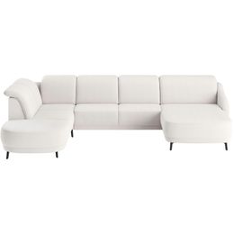 Sit & More Wohnlandschaft SIT & MORE "Blues U-Form", wei&szlig;, B:356cm H:93cm T:249cm, 100% Polyester, Sofas, Wohnlandschaft, inkl. Kopfteilverstellung, wahlweise mit Klapptisch und USB