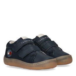 Lauflernschuh Tommy Hilfiger, M&auml;dchen, Gr. 20, blau, Synthetik, Schuhe Lauflernschuh, Barfu&szlig;schuh, Halbschuh, Klettschuh mit Logoschriftzug