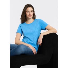 Kurzarmshirt Ragwear "MINTTA ZIG ZAG O", Damen, Gr. M, blau, Jersey, Obermaterial: 100% Baumwolle, bedruckt, normal, Rundhals, Shirts Kurzarmshirt, mit Logoschriftzug
