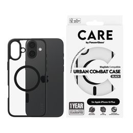CARE BY PANZERGLASS Handyh&uuml;lle "Urban Combat Case mit MagSafe f&uuml;r Apple iPhone 16 Plus", schwarz (schwarz, transparent), B:11cm H:2cm T:19,5cm, H&uuml;llen, Backcover, Schutzh&uuml;lle, Handyschutzh&uuml;lle, Case, Schutzcase, sto&szlig;fest, Handyh&uuml;lle