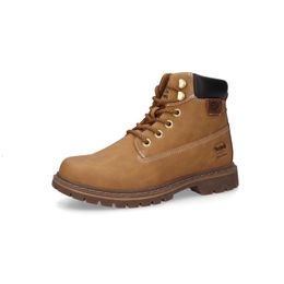 Schn&uuml;rboots Dockers by Gerli, Damen, Gr. 39, golden, tan, Nubuklederimitat, Schuhe Schn&uuml;rboots, Worker Boots, Schn&uuml;rboots mit Schaftrandpolsterung