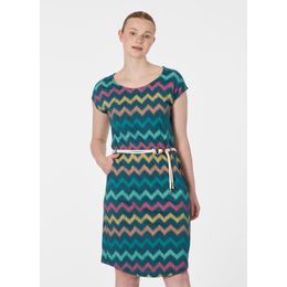Sommerkleid Ragwear "LILITHE PRINT", Damen, Gr. S, N-Gr, schwarz multi combo, Jersey, Obermaterial: 50% Baumwolle, 50% Modal, bedruckt, kniefrei, Rundhals, Kleider Sommerkleid, Baumwoll-Modal-Mix mit Eingrifftaschen und G&uuml;rtel