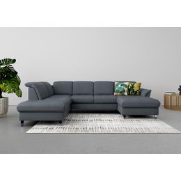 Sit & More Wohnlandschaft SIT & MORE "Maggiore U-Form", grau (dunkelgrau), B:312cm H:88cm T:224cm, 98% Polyester, 2% Polyamid, Sofas, Wohnlandschaft, wahlweise mit Kopfteilverstellung, Bettfunktion und Stauraum
