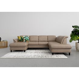 Sit & More Wohnlandschaft SIT & MORE "Maggiore U-Form", grau (taupe), B:312cm H:88cm T:224cm, 100% Polyester, Sofas, Wohnlandschaft, wahlweise mit Kopfteilverstellung, Bettfunktion und Stauraum