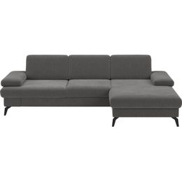 Sit & More Ecksofa SIT & MORE "Morris L-Form, inkl. Sitztiefenverstellung", grau (stone), B:275cm H:82cm T:171cm, 100% Polyester, Sofas, Ecksofa, wahlweise mit Armteilverstellung, Bettfunktion & Bettkasten