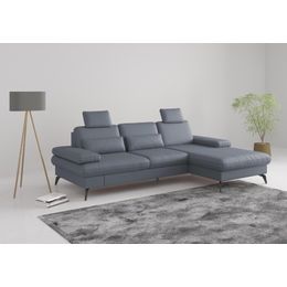 Sit & More Ecksofa SIT & MORE "Morris L-Form, inkl. Sitztiefenverstellung", bunt (graublau), B:275cm H:82cm T:171cm, Sofas, Ecksofa, wahlweise mit Armteilverstellung, Bettfunktion & Bettkasten