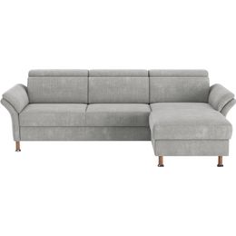 Ecksofa Home Affaire "Calypso L-Form", grau (hellgrau), B:260cm H:85cm T:172cm, 100% Polyester, Sofas, Ecksofa, mit motorischen Funktionen im Sofa und Recamiere