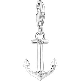 Charm Anker Thomas Sabo "Anker mit Steinen", bunt (silberfarben, wei&szlig;, wei&szlig;), Charms, Damen, Silber 925 (recycelt), Charm Anker, mit Zirkonia (synth.)