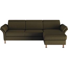 Ecksofa Home Affaire "Calypso L-Form", gr&uuml;n (olive), B:260cm H:85cm T:172cm, 100% Polyester, Sofas, Ecksofa, mit motorischen Funktionen im Sofa und Recamiere