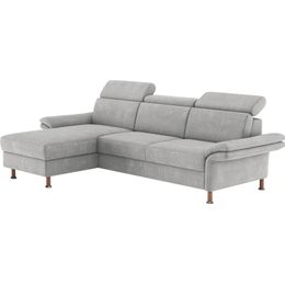 Ecksofa Home Affaire "Calypso L-Form", grau (hellgrau), B:260cm H:85cm T:172cm, 100% Polyester, Sofas, Ecksofa, mit motorischen Funktionen im Sofa und Recamiere