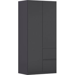 Dreht&uuml;renschrank Rauch "Kleiderschrank Schrank Garderobe W&auml;scheschrank COSTA Breite 91 cm", graumetallic, eingriffe graumetallic, B:91cm H:197cm T:54cm, Holzwerkstoff, Schr&auml;nke, Dreht&uuml;renschrank, Breite 91 cm grifflose Front mit Push-to-Open Funktion MADE IN GERMANY
