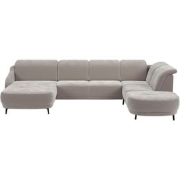 Sit & More Wohnlandschaft SIT & MORE "Blues U-Form", grau (anthrazit), B:356cm H:93cm T:249cm, 100% Polyester, Sofas, Wohnlandschaft, inkl. Kopfteilverstellung, wahlweise mit Klapptisch und USB