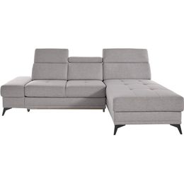Ecksofa Home Affaire "Cardiz L-Form", grau, B:246cm H:83cm T:173cm, Webstoff (100% Polyester);Luxus-Microfaser Paris (90% Polyester/10% Polyamid);Struktur fein (100% Polyester);Samtoptik (100% Polyester), Sofas, Ecksofa, inkl.Kopfteilverstellung und Federkern wahlweise mit Bettfunktion
