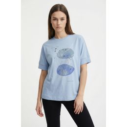 Kurzarmshirt Only "ONLJANY S/S O-NECK PRINT TOP BOX JRS", Damen, Gr. XS, soft chambray print:janey choosing, Jersey, Obermaterial: 53% Viskose, 47% Nylon, normal, Rundhals, angesetztes B&uuml;ndchen, Shirts Kurzarmshirt, Viskosemischung, regular fit, Rundhals