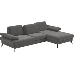 Sit & More Ecksofa SIT & MORE "Morris L-Form, inkl. Sitztiefenverstellung", grau (stone), B:275cm H:82cm T:171cm, 100% Polyester, Sofas, Ecksofa, wahlweise mit Armteilverstellung, Bettfunktion & Bettkasten