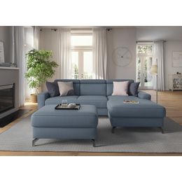 Sit & More Ecksofa SIT & MORE "Scarlett L-Form", blau (hellblau), B:258cm T:172cm, Sofas, Ecksofa, inklusive Kopfteilverstellung, wahlweise mit Bettfunktion, Bettkasten