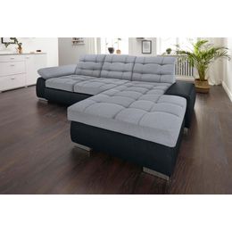 Sit & More Ecksofa SIT & MORE "Ontario L-Form", grau (schwarz, hellgrau), B:280cm H:75cm T:183cm, Struktur (100% Polyester);Luxus-Microfaser ALTARA NUBUCK (100% Polyester);Luxus-Microfaser (100% Polyester), Sofas, Ecksofa, XXL, wahlweise mit Bettfunktion