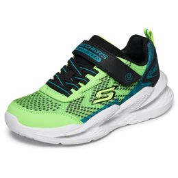 Sneaker Skechers "Skechers METEOR-LIGHTS 2.0", M&auml;dchen, Gr. 29, limette, schwarz, Lederimitat, Textil, Mesh, kontrastfarbene Details, Schuhe Sneaker, Sportschuh mit Klett, Gr&ouml;&szlig;enschablone zum Download
