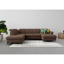 Sit & More Wohnlandschaft SIT & MORE "Maggiore U-Form", braun (espresso), B:312cm T:224cm, 98% Polyester, 2% Polyamid, Sofas, Wohnlandschaft, wahlweise mit Kopfteilverstellung, Bettfunktion und Stauraum