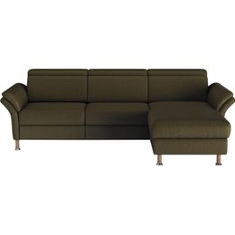 Ecksofa Home Affaire "Calypso L-Form", gr&uuml;n (olive), B:260cm H:85cm T:172cm, 100% Polyester, Sofas, Ecksofa, mit motorischen Funktionen im Sofa und Recamiere