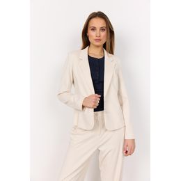 Kurzblazer soyaconcept "SC-DANIELA 1", Damen, Gr. M, beige (cream), Web, Obermaterial: 73% Polyester, 24% Viskose, 3% Elasthan, unifarben, tailliert normal, tiefer V-Ausschnitt, Blazer Kurzblazer, Topseller