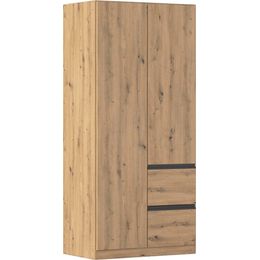Dreht&uuml;renschrank Rauch "Kleiderschrank Schrank Garderobe W&auml;scheschrank COSTA Breite 91 cm", eiche artisan, eingriffe graumetallic, B:91cm H:197cm T:54cm, Holzwerkstoff, Schr&auml;nke, Dreht&uuml;renschrank, Breite 91 cm grifflose Front mit Push-to-Open Funktion MADE IN GERMANY