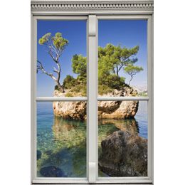 Wandsticker queence "Insel", beige (natur), B:40cm H:60cm T:0,1cm, Wandtattoos, Wandsticker, Wandsticker, Wandbild, selbstklebend, 3D, Fenster
