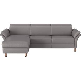Ecksofa Home Affaire "Calypso L-Form", grau (hellgrau), B:260cm H:85cm T:172cm, 100% Polyester, Sofas, Ecksofa, mit motorischen Funktionen im Sofa und Recamiere