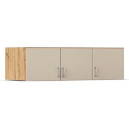 Aufsatzschrank Rauch "Gamma", eiche artisan, beige (champagner), griffe alu, B:136cm H:39cm T:54cm, Holzwerkstoff, Schr&auml;nke, Aufsatzschrank, f&uuml;r eine maximale Nutzung der Deckenh&ouml;he, viele Farben MADE IN GERMANY