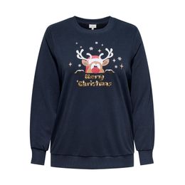 Sweatshirt Only CARMAKOMA "CARXMAS SNOW LS O-NECK SWEAT SWT", Damen, Gr. L, night sky print:reindeer, Sweatware, Obermaterial: 60% Baumwolle, 40% Polyester, bedruckt, regular fit normal, Rundhals, Rippb&uuml;ndchen, Sweatshirts Sweatshirt, Baumwollmischung, regular fit