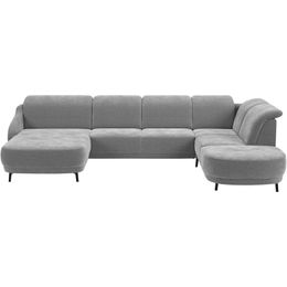 Sit & More Wohnlandschaft SIT & MORE "Blues U-Form", grau, B:356cm H:93cm T:249cm, 95% Polyester 5% Polyamid, Sofas, Wohnlandschaft, inkl. Kopfteilverstellung, wahlweise mit Klapptisch und USB