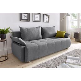 Schlafsofa Collection AB "3-Sitzer, Funtastic", grau (hellgrau), B:212cm H:84cm T:96cm, Zierkissen: 100% Polyester;Struktur (100% Polyester);Kunstleder SOFTLUX;Microfaser PRIMABELLE (100% Polyester), Sofas, Schlafsofa, inkl. Bettfunktion, Bettkasten, Federkern, Frei im Raum stellbar