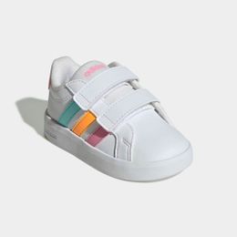 Sneaker adidas Sportswear "GRAND COURT 3.0 KIDS", M&auml;dchen, Gr. 27, cloud wei&szlig;, bliss pink, lucid tangerine, Synthetik, Textil, Schuhe Sneaker, f&uuml;r Kinder