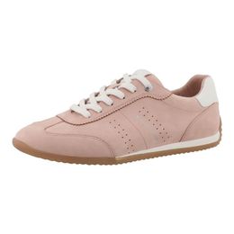 Sneaker Tom Tailor "Cathrine", Damen, Gr. 37, hellbeige, Lederimitat, Textil, Schuhe Sneaker, Freizeitschuh, Halbschuh, Schn&uuml;rschuh mit Kontrastbesatz
