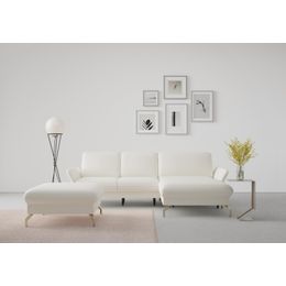 Sit & More Ecksofa SIT & MORE "Fashion L-Form", beige (creme), B:253cm H:84cm T:165cm, Sofas, Ecksofa, wahlweise mit Kopfteilverstellung, Vorziehsitz, motorisch, Nickelf&uuml;&szlig;e