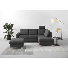 Ecksofa Home Affaire "Summer L-Form", grau, B:236cm H:91cm T:170cm, 100% Polyester, Sofas, Ecksofa, mit Ottomane, wahlweise mit Bettfunktion und Bettkasten, Cord-Bezug