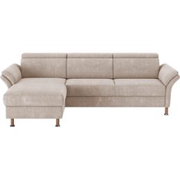 Ecksofa Home Affaire "Calypso L-Form", beige (nature), B:260cm H:85cm T:172cm, 100% Polyester, Sofas, Ecksofa, mit motorischen Funktionen im Sofa und Recamiere