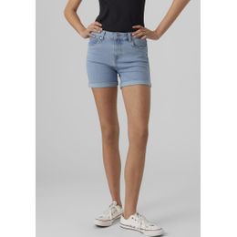 V&eacute;ro Moda Jeansshorts VERO MODA "VMLUNA MR FOLD SHORTS MIX GA NOOS", Damen, Gr. S (36), N-Gr, light blau denim, Denim/Jeans, Obermaterial: 72% Baumwolle, 26% Polyester, 2% Elasthan, unifarben, slim fit kurz, Jeans Jeansshorts, mit Umschlagsaum