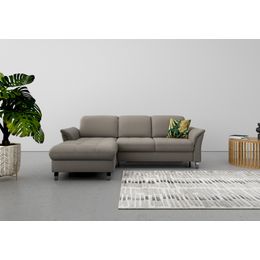 Sit & More Ecksofa SIT & MORE "Maggiore L-Form", braun (schlamm), B:258cm T:173cm, 95% Polyester, 5% Polyamid, Sofas, Ecksofa, wahlweise mit Kopfteilverstellung, Bettfunktion und Bettkasten