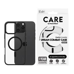 CARE BY PANZERGLASS Handyh&uuml;lle "Urban Combat Case mit MagSafe f&uuml;r Apple iPhone 16 Pro Max", schwarz (schwarz, transparent), B:11cm H:2cm T:19,5cm, H&uuml;llen, Backcover, Schutzh&uuml;lle, Handyschutzh&uuml;lle, Case, Schutzcase, sto&szlig;fest, Handyh&uuml;lle