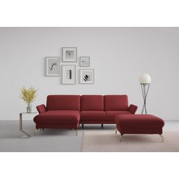 Sit & More Ecksofa SIT & MORE "Fashion L-Form", rot (bordeaux), B:253cm H:84cm T:165cm, Sofas, Ecksofa, wahlweise mit Kopfteilverstellung, Vorziehsitz, motorisch, Nickelf&uuml;&szlig;e