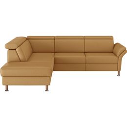 Ecksofa Home Affaire "Calypso L-Form", gelb (dijon), B:259cm H:85cm T:227cm, 100% Polyester, Sofas, Ecksofa, mit Relaxfunktion motorisch im Sofa 2,5- Sitzer