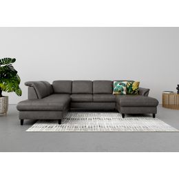 Sit & More Wohnlandschaft SIT & MORE "Maggiore U-Form", grau (anthrazit), B:312cm T:224cm, 100% Polyester, Sofas, Wohnlandschaft, wahlweise mit Kopfteilverstellung, Bettfunktion und Stauraum